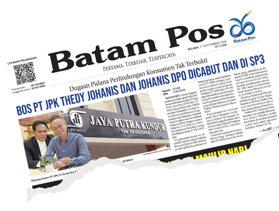 Dugaan Pidana Perlindungan Konsumen Tak Terbukti, Bos PT JPK Thedy ...